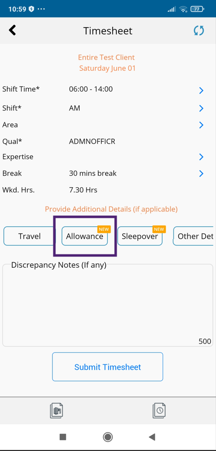 9.5 - New Feature Mobile App - Shift Allowance