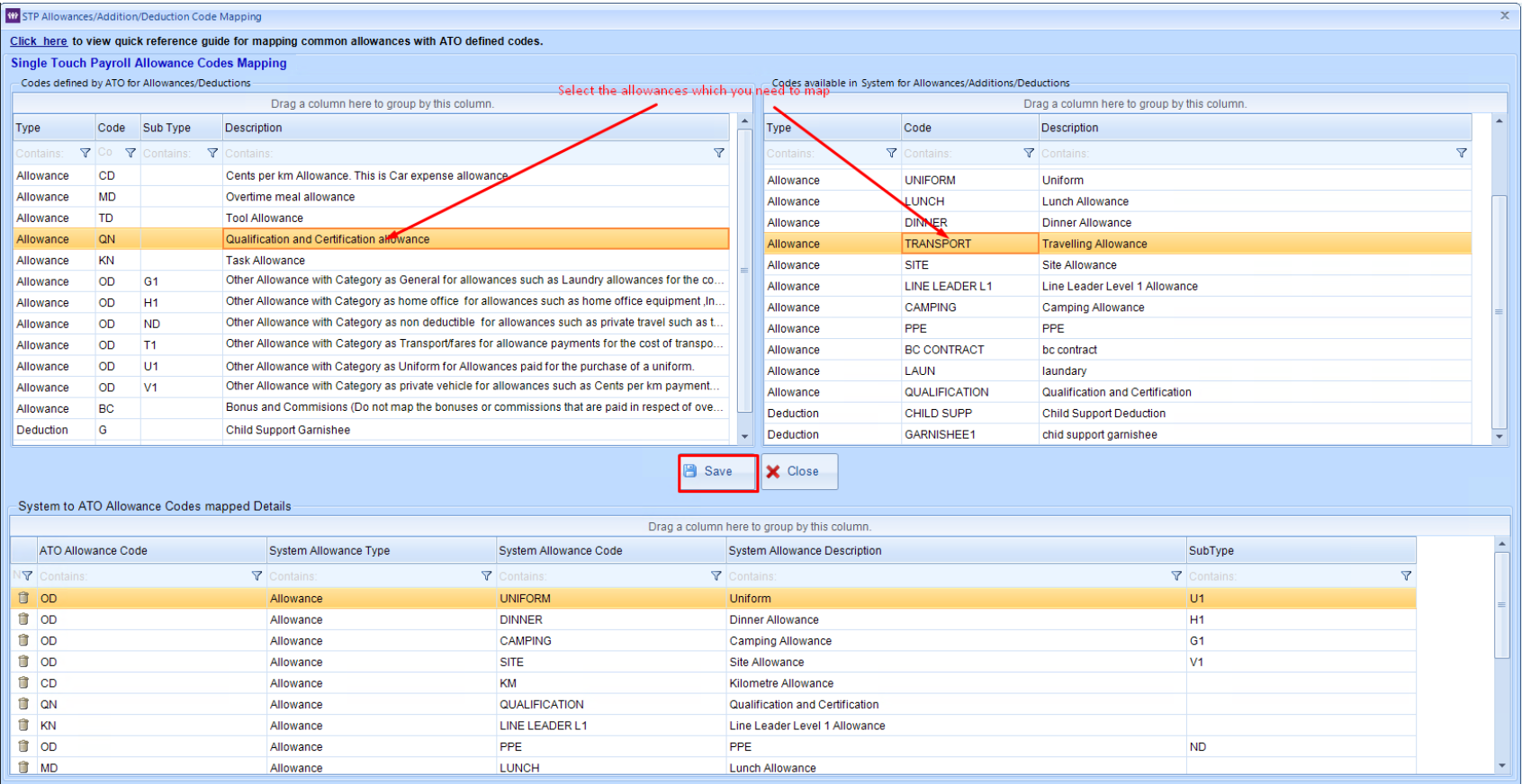 How to map allowances if you are getting the error "Allowances which ...