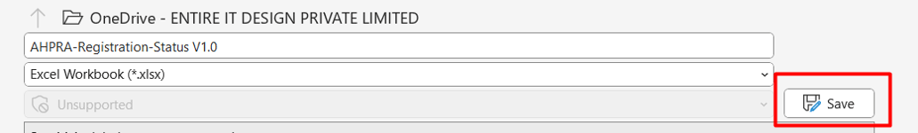 How to make my excel spreadsheet save as a .xlsx file