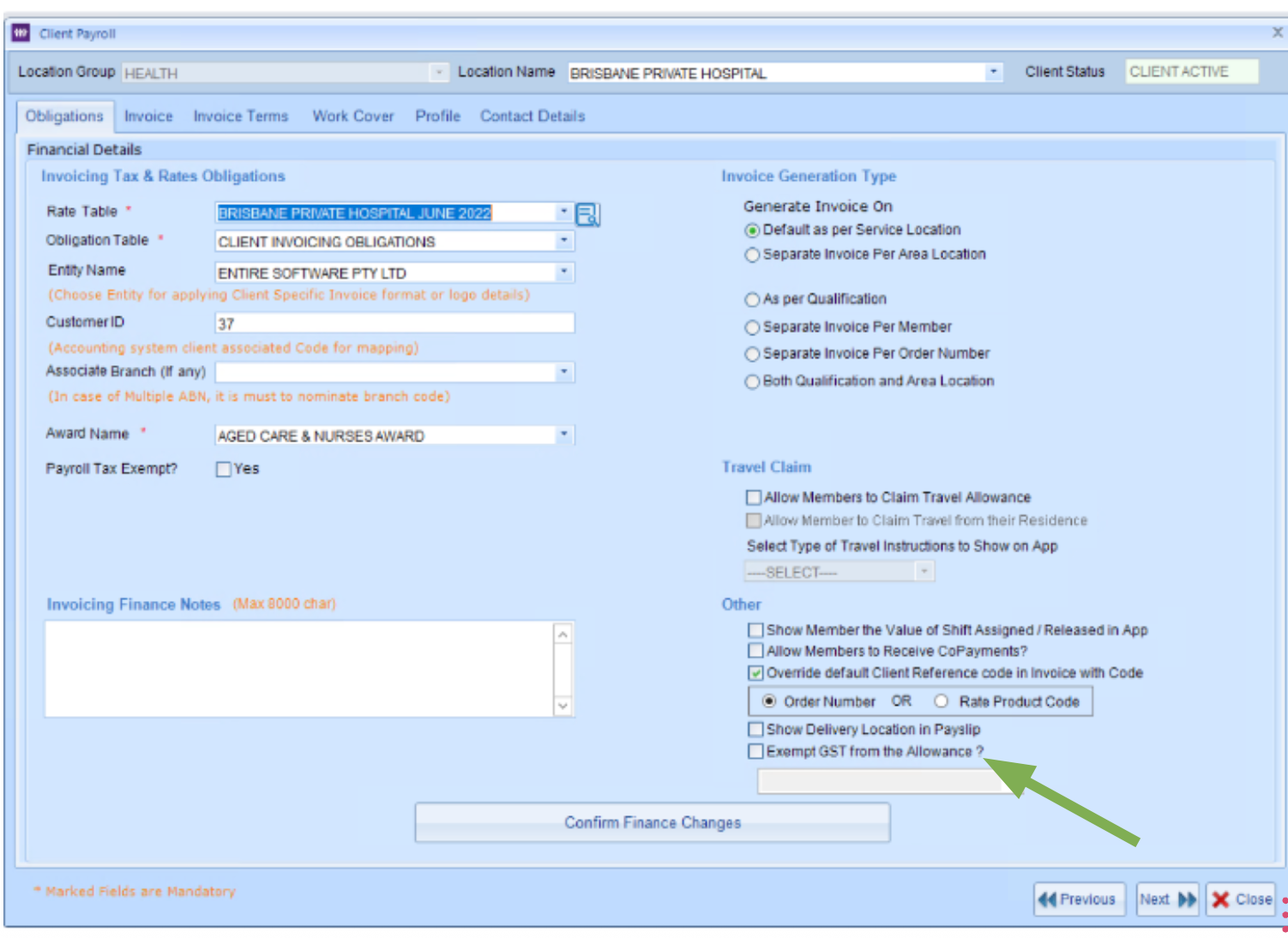 How to Exclude GST from an Allowance on Invoice